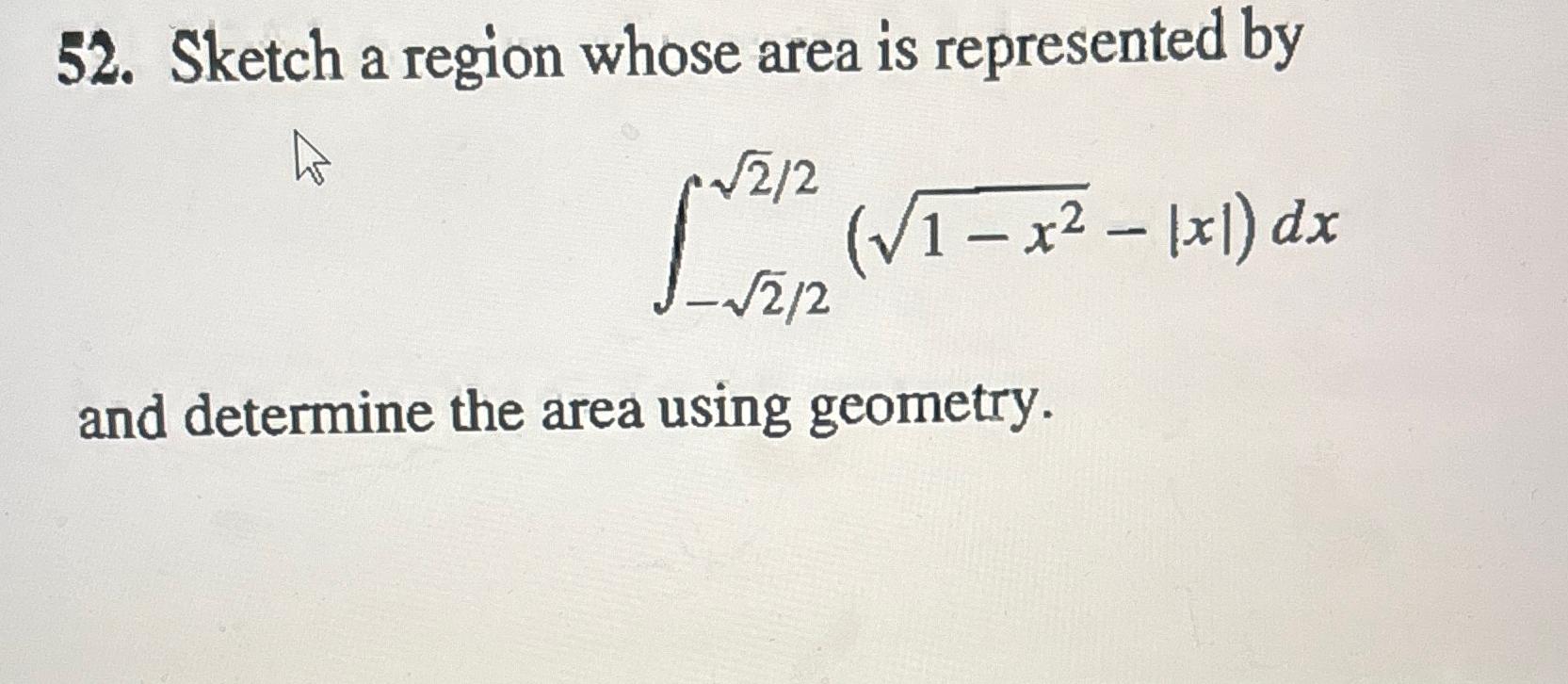 Solved Sketch a region whose area is represented | Chegg.com