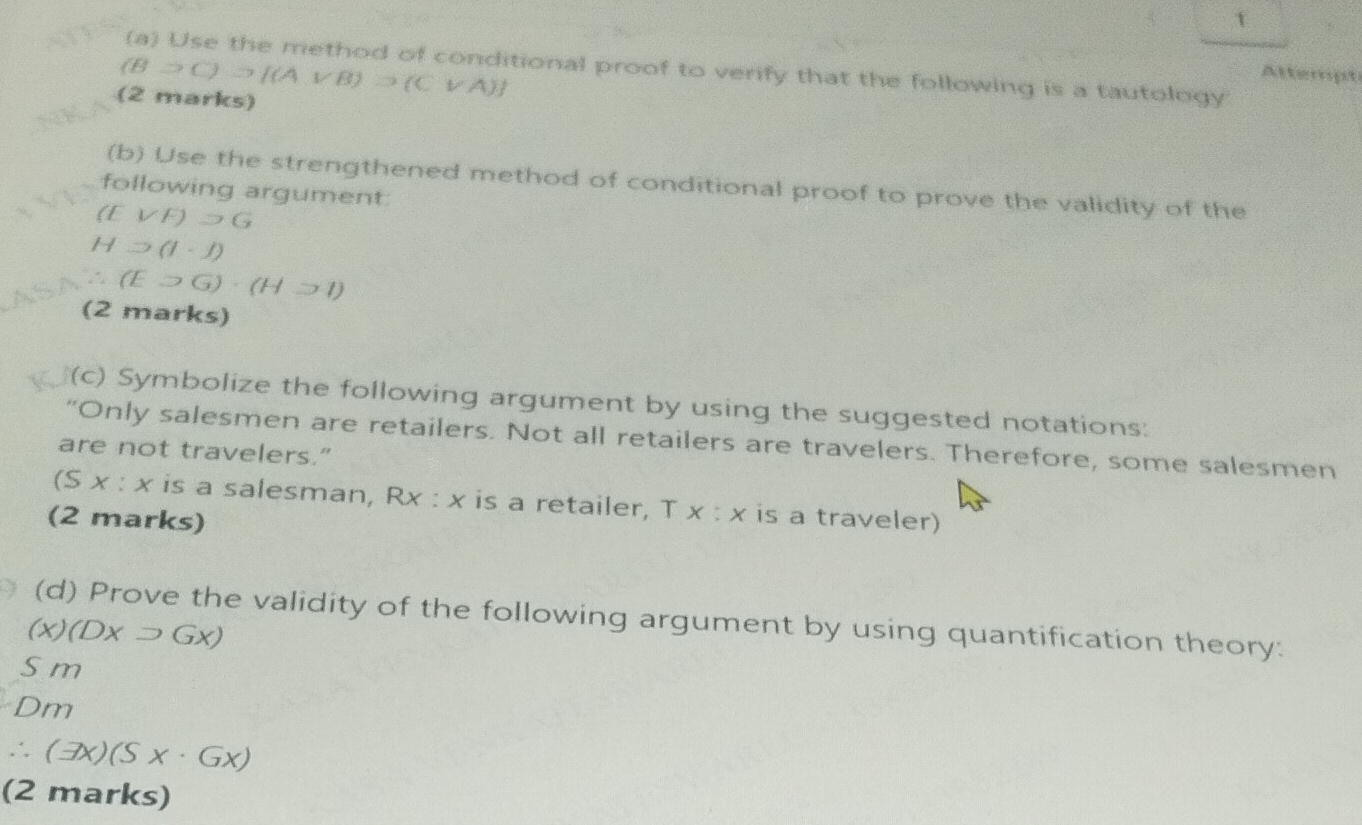 Solved (a) ﻿Use the method of conditional proof to verity | Chegg.com