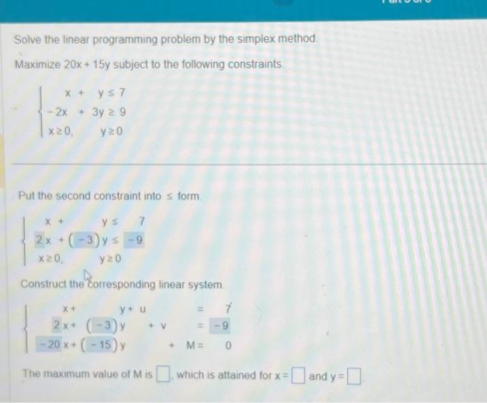 Solved Solve the linear programming problem by the simplex | Chegg.com