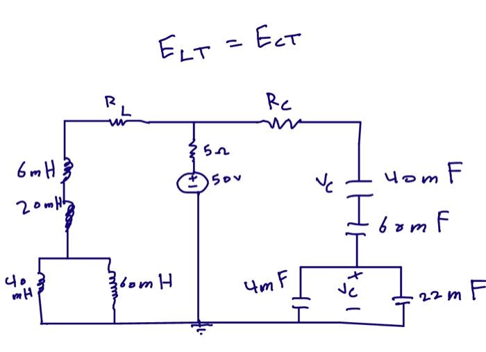 Solved Elt= Ect1- Find RL, RC2-Find the voltage and current | Chegg.com