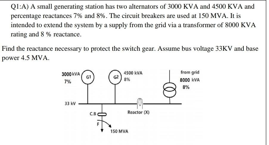 Solved Q1:A) A small generating station has two alternators | Chegg.com