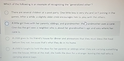 Solved Which of the following is an example of recognizing | Chegg.com