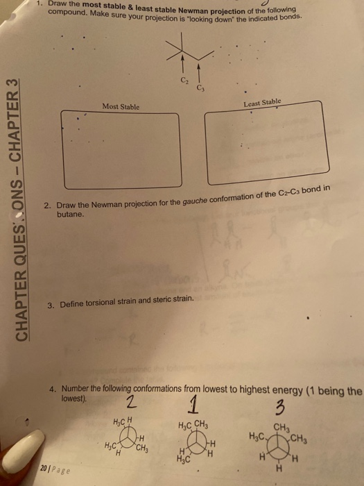 Solved 1. Draw the most stable & least stable Newman | Chegg.com