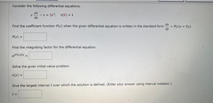 Solved Consider the following differential equations. | Chegg.com