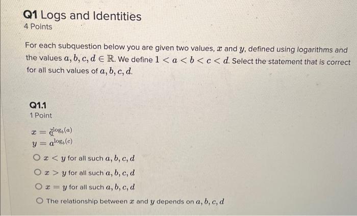 Solved For each subquestion below you are given two values, | Chegg.com