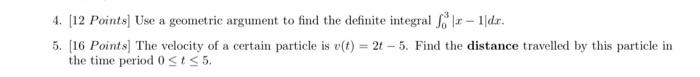 Solved 4. [12 Points] Use a geometric argument to find the | Chegg.com