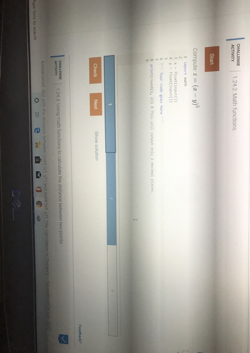 Solved Compute: z = VYA * 23 1 import math 2 3 x = | Chegg.com