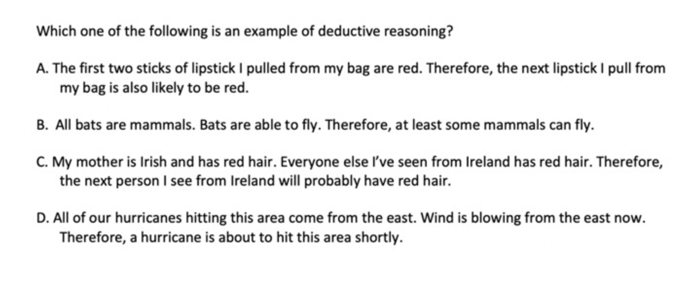 Solved Which one of the following is an example of deductive | Chegg.com