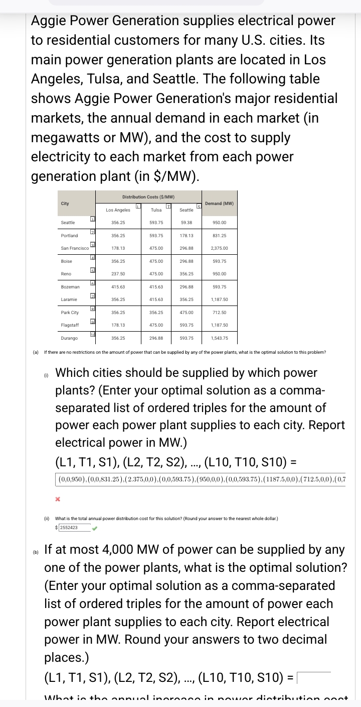 Aggie Power Generation supplies electrical powerto | Chegg.com