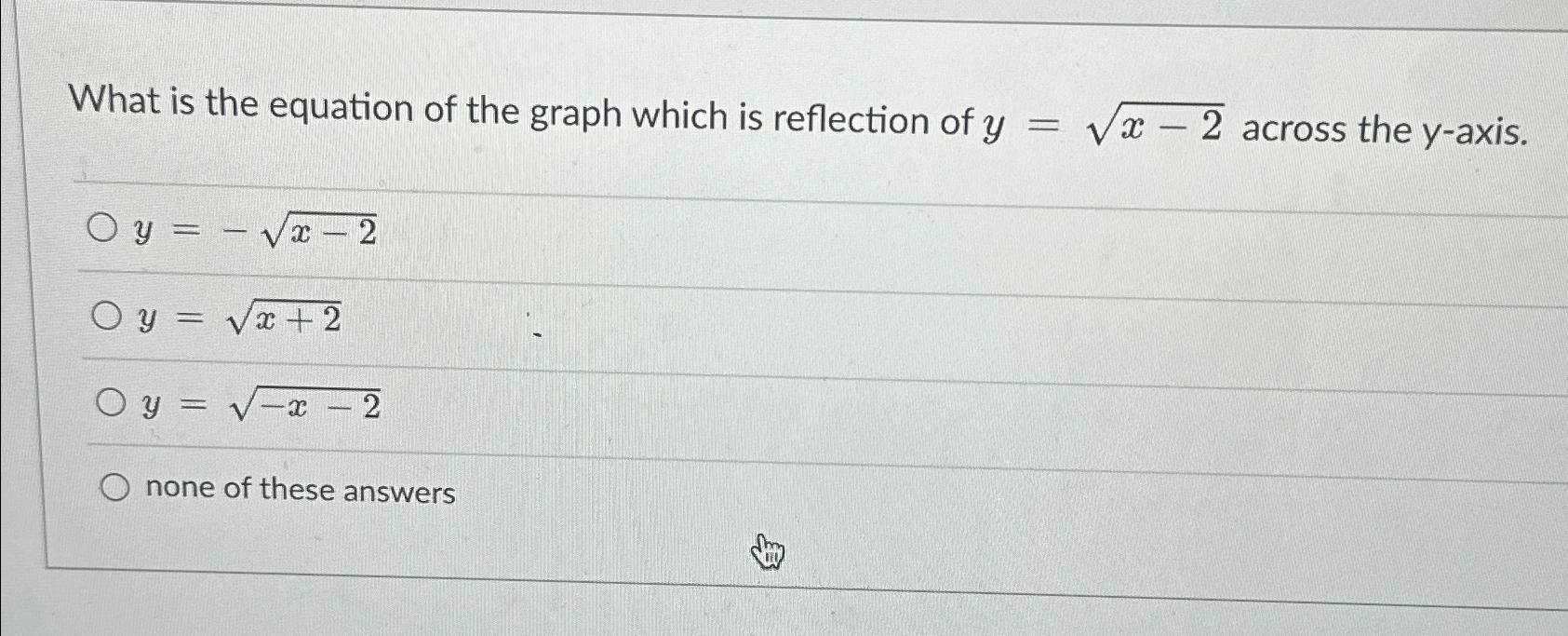 Solved What is the equation of the graph which is reflection | Chegg.com