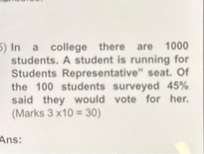 5) In a college there are 1000 students. A student is | Chegg.com