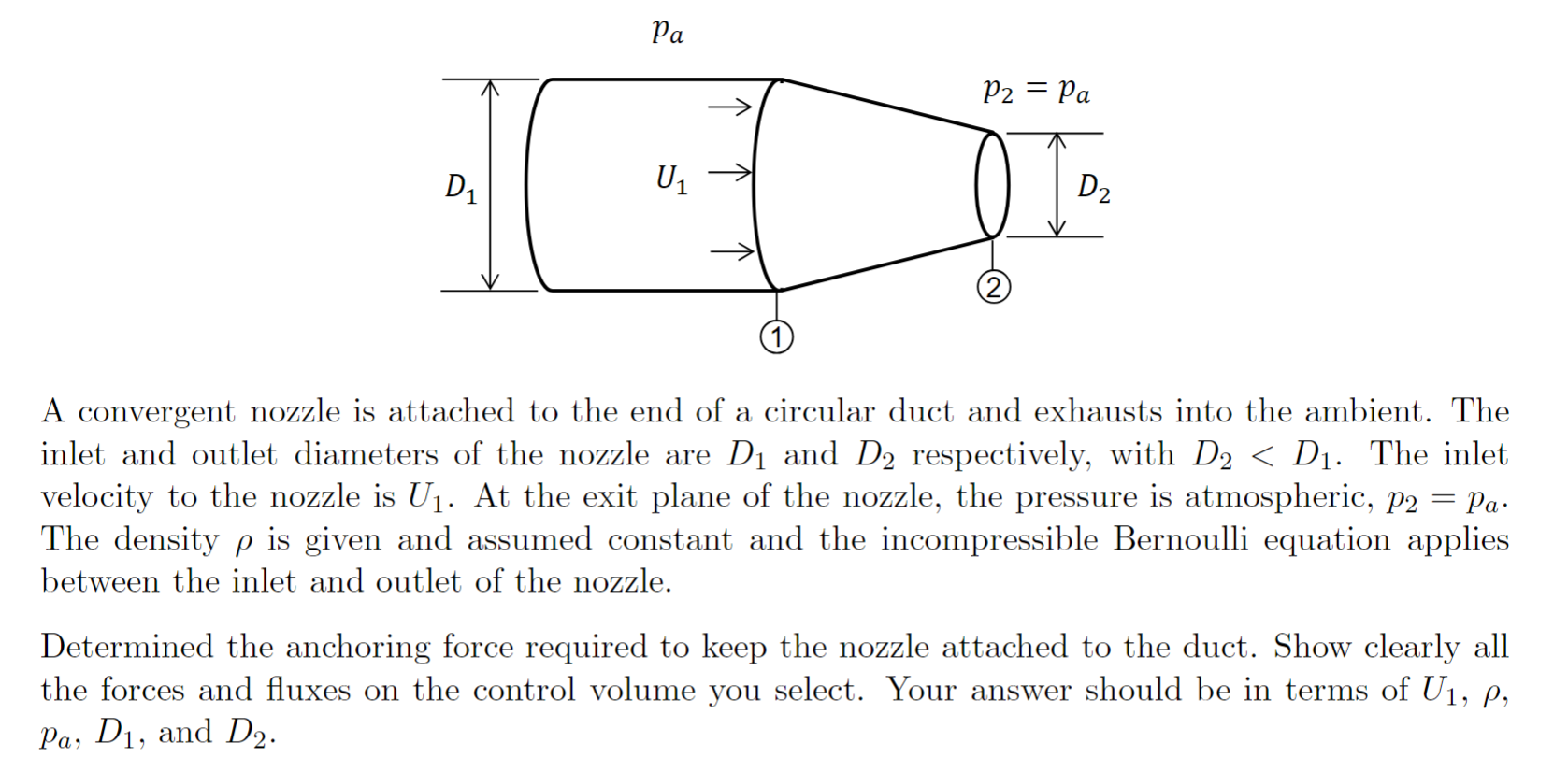 Solved A convergent nozzle is attached to the end of a | Chegg.com