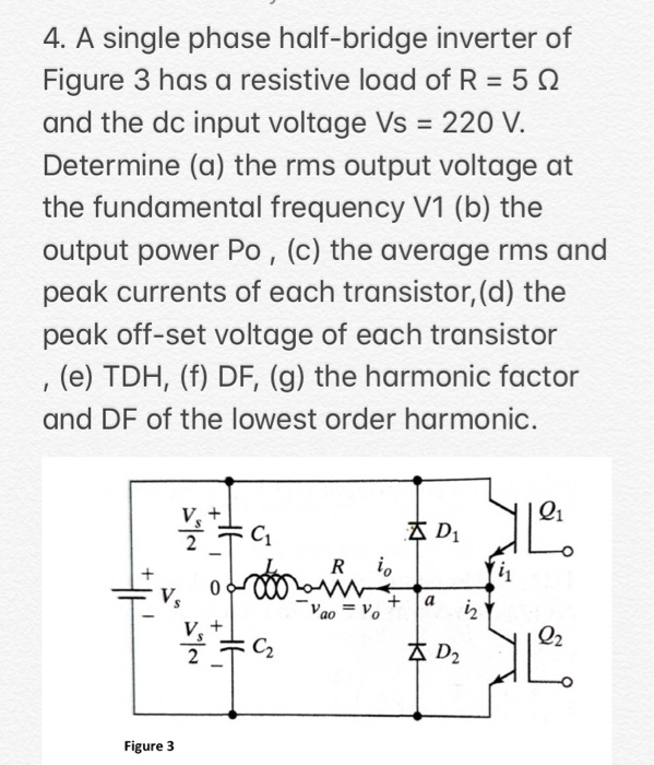 Solved 4. A single phase half-bridge inverter of Figure 3 | Chegg.com