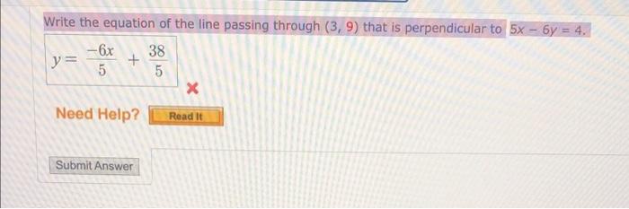 Solved Write the equation of the line passing through (3,9) | Chegg.com