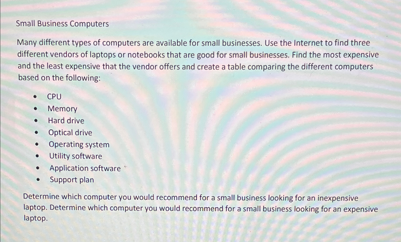 Solved Small Business ComputersMany different types of | Chegg.com