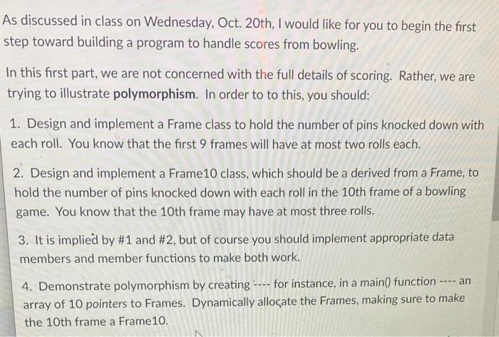 Solved As discussed in class on Wednesday, Oct. 20th, I | Chegg.com