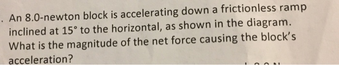 Solved An 8.0-newton block is accelerating down a | Chegg.com