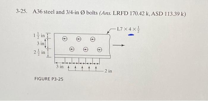 Solved 3-25. A36 steel and 3/4-in ∅ bolts (Ans. LRFD | Chegg.com