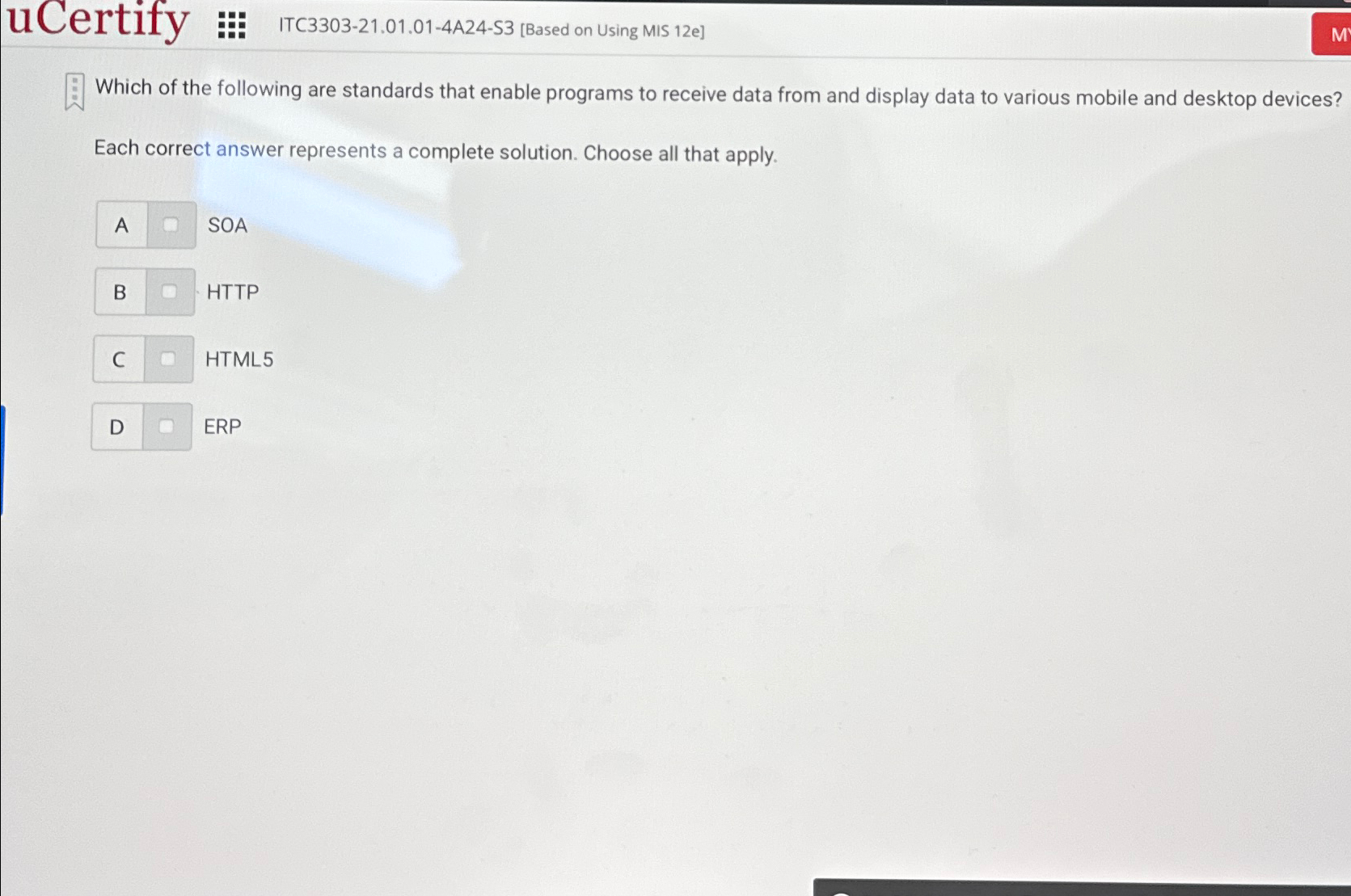 Solved uCertify #ITC3303-21.01.01-4A24-S3 [Based on Using | Chegg.com