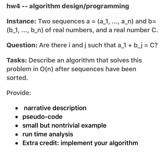 Solved hw4 -- algorithm design/programming Instance: Two | Chegg.com