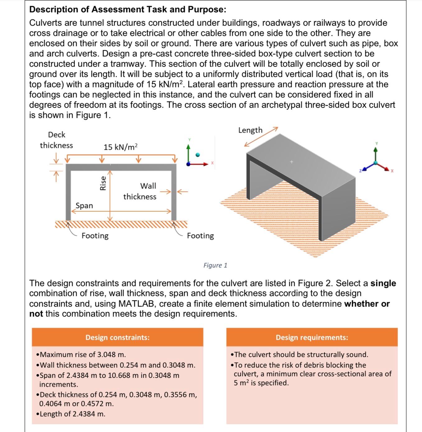 Solved Description of Assessment Task and Purpose:Culverts | Chegg.com