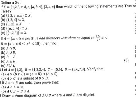 Solved Define a Set. If X={1,2,3,c,d,e,{a,b,4},{3,a,e} then | Chegg.com