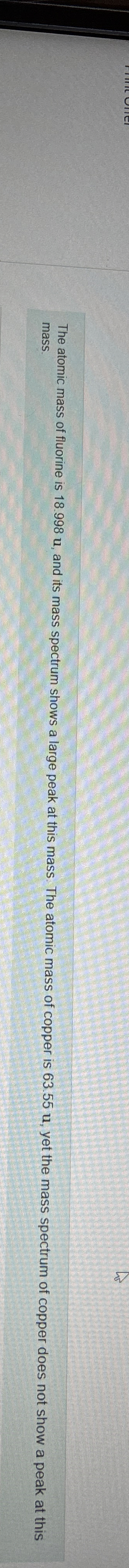Solved The atomic mass of fluorine is 18.998u, ﻿and its mass | Chegg.com