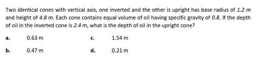 Solved Two identical cones with vertical axis, one inverted | Chegg.com