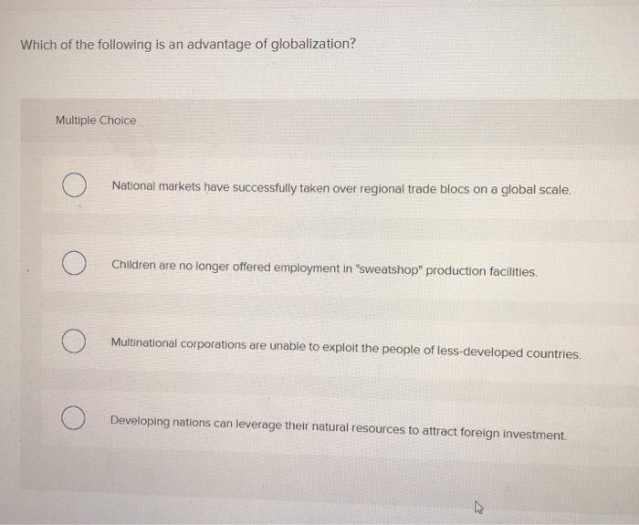 Solved Which of the following is an advantage of | Chegg.com