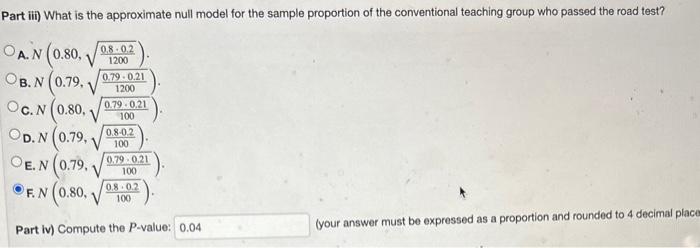 Part iii) What is the approximate null model for the | Chegg.com