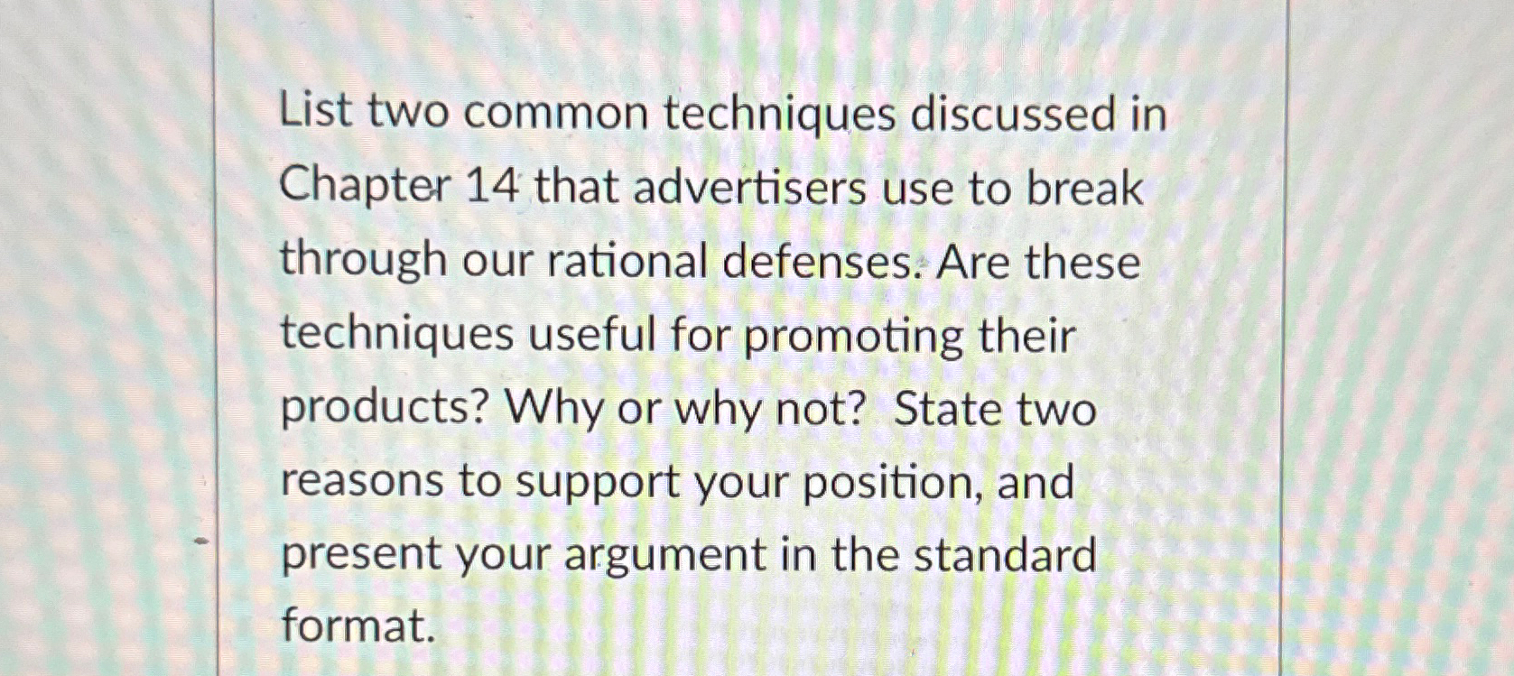 Solved List two common techniques discussed in Chapter 14 | Chegg.com