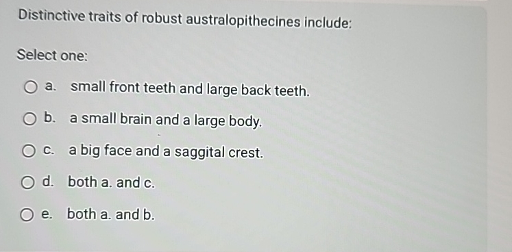 Solved Distinctive traits of robust australopithecines | Chegg.com