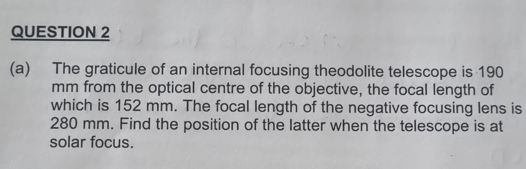 Solved a) The graticule of an internal focusing theodolite | Chegg.com