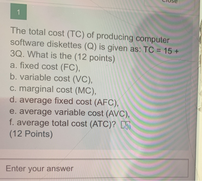 Solved 1 The total cost (TC) of producing computer software | Chegg.com