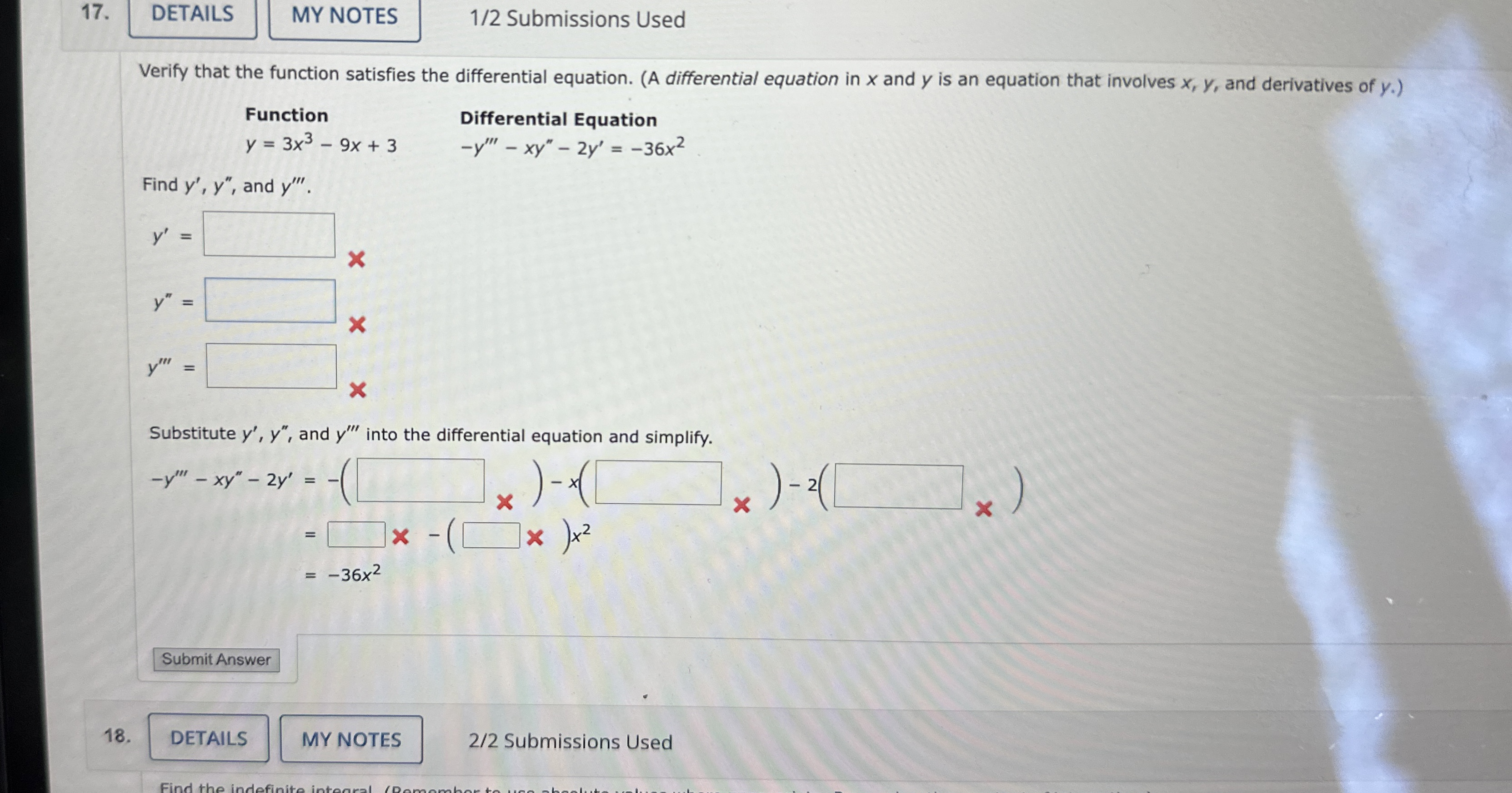 Solved 12 ﻿Submissions UsedVerify that the function | Chegg.com