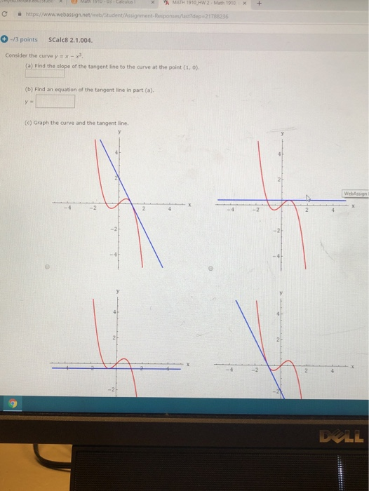Solved -13 points Scalc8 2.1.004. Consider the curve y = x | Chegg.com