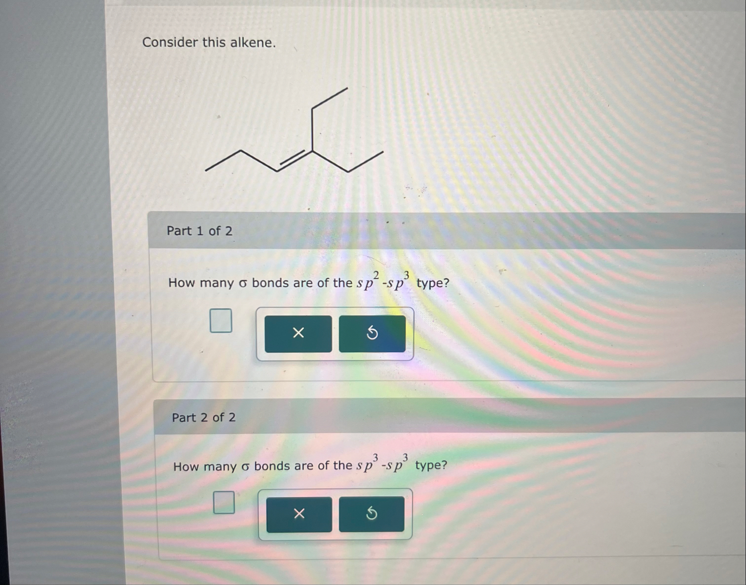 Consider this alkene.Part 1 ﻿of 2How many σ ﻿bonds | Chegg.com