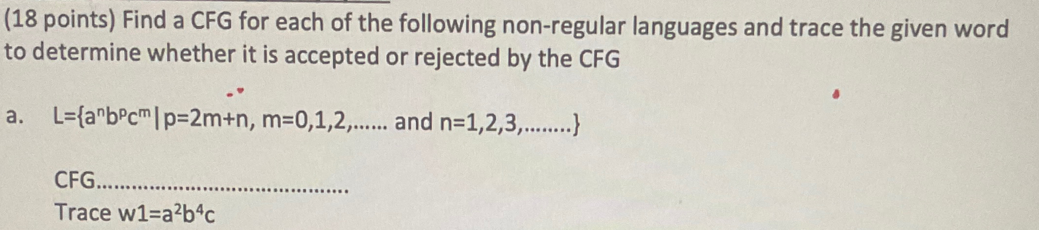 Solved (18 ﻿points) ﻿Find a CFG for each of the following | Chegg.com
