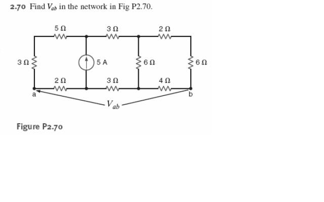 Solved Find Vab in the network in Fig P2.70. | Chegg.com