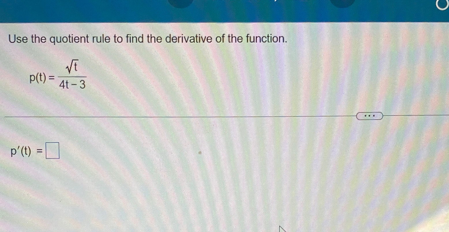 Solved Use the quotient rule to find the derivative of the | Chegg.com