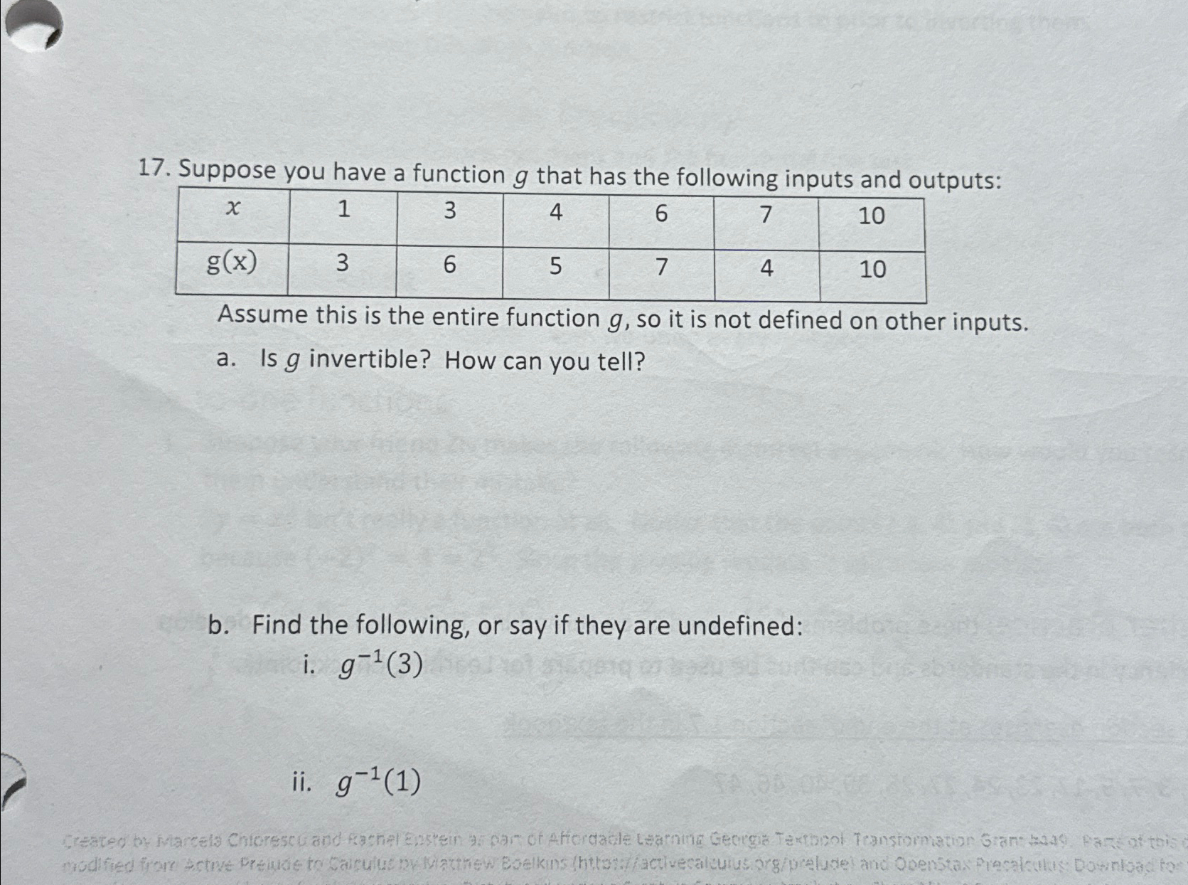 Solved Suppose you have a function g that has the following | Chegg.com