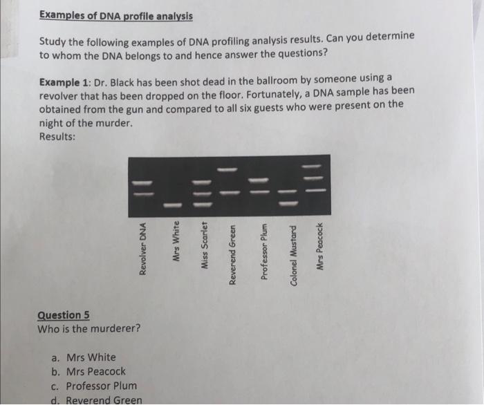 Solved Examples of DNA profile analysis Study the following | Chegg.com