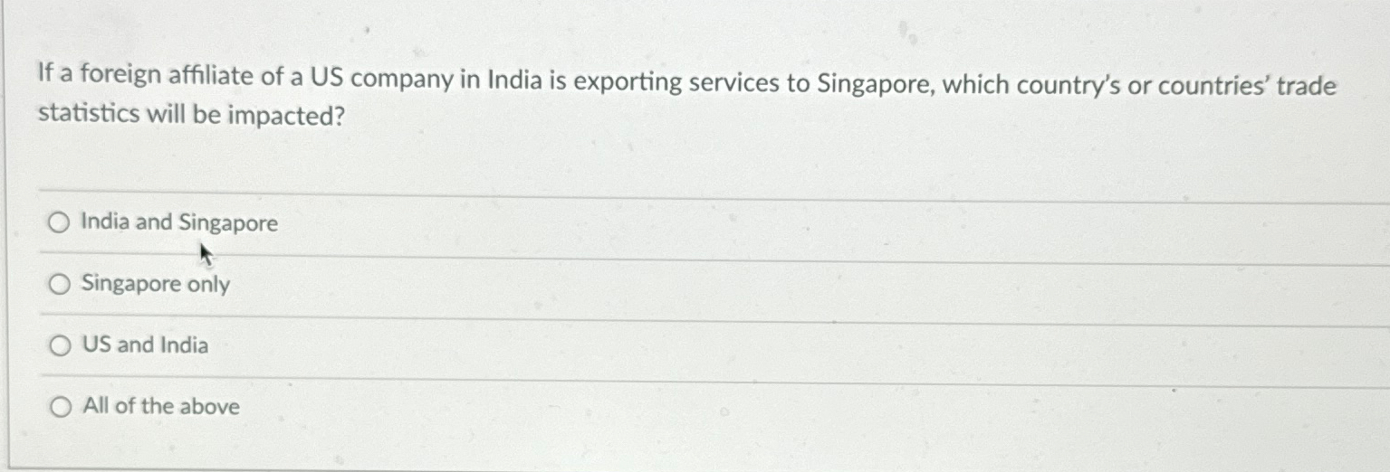 Solved If a foreign affiliate of a US company in India is | Chegg.com