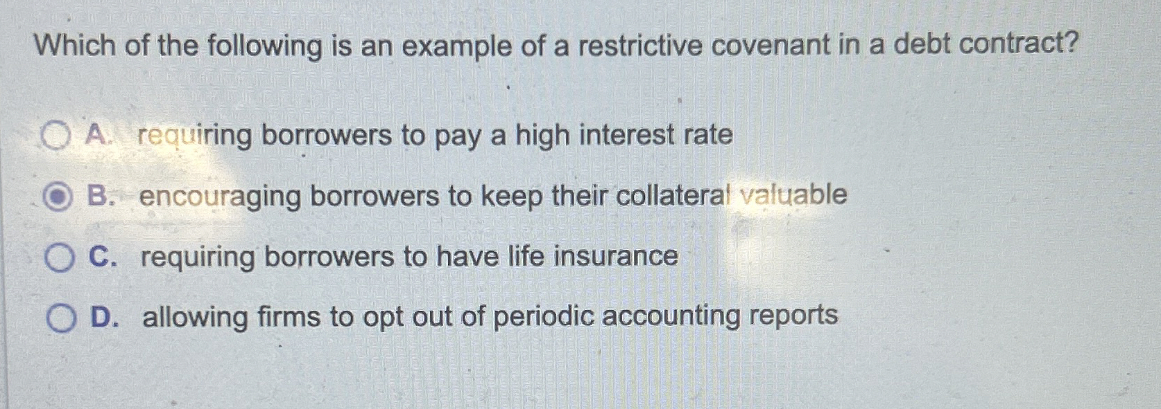 Solved Which of the following is an example of a restrictive | Chegg.com