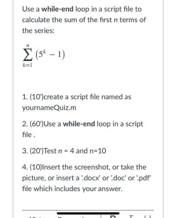 Solved Use A While End Loop In A Script File To Calculate 6461