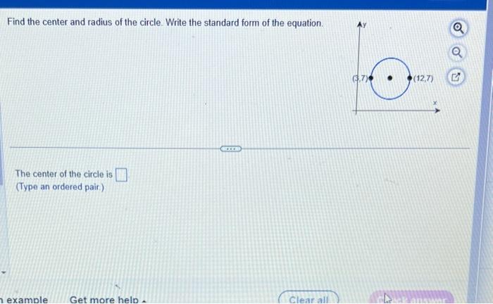 Solved the center of the circle is=the radius of the circle | Chegg.com