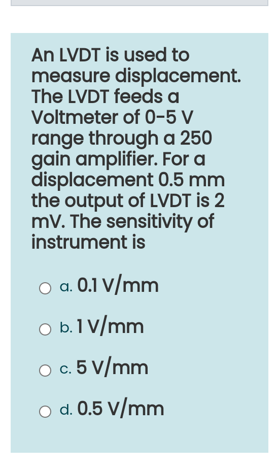 Solved An Lvdt Is Used To Measure Displacement The Lvdt