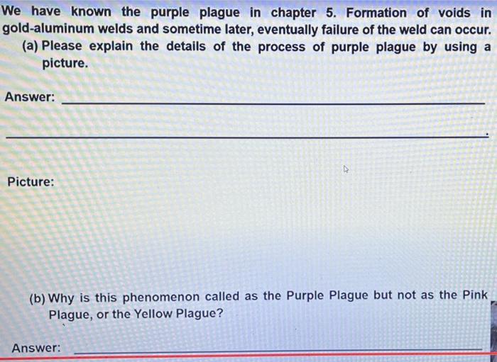 Solved We have known the purple plague in chapter 5. | Chegg.com