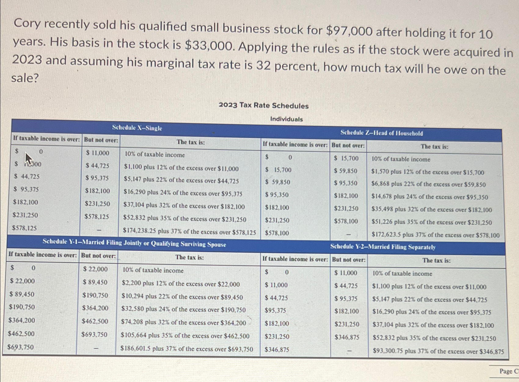 Solved Cory recently sold his qualified small business stock | Chegg.com