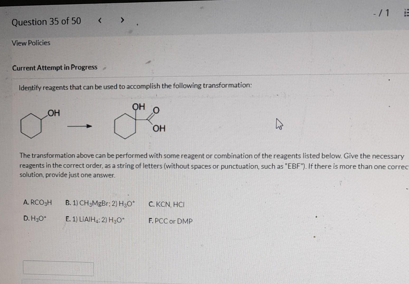 Solved Identify reagents that can be used to accomplish the | Chegg.com